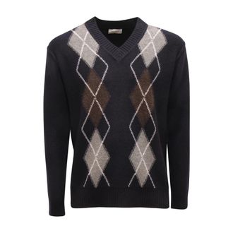 Paolo Pecora Pullover V-Ausschnitt Wollpullover E - - Knitwear - Herren - Mehrfarbig - S