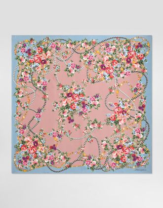 Dolce & Gabbana Small Flower Bouquets-print Silk Twill Scarf 90x90 - Frau Collection Multicolor Onesize