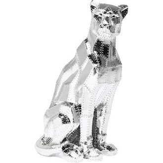 Kare Design Figurine décorative Design Sitting Cat Rivet Chrome, 38500, Moderne, Grands Objets de décoration, Chat prédateur Assis panthère, argenté (H x l x P) 8
