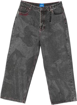 Dagger Embroidered Acid-wash Jeans