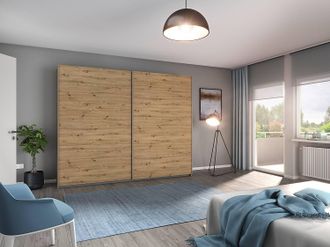 rauch home24 Schwebetürenschrank Aurelio 261cm Braun/Eiche Artisan Dekor Basic
