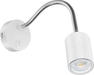LEDs Com Leselampe WAIKA mit Schwanenhals und Schalter weiß matt, inkl. GU10 LED Lampe (warmweiß, 5,4W, 510lm, 45°)