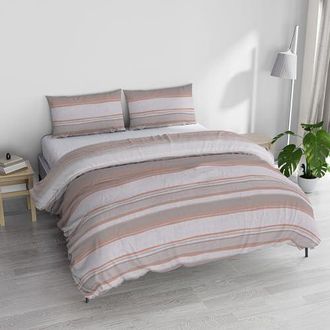 Italian Bed Linen Bettwäsche Athena mit Bettbezug und Kissenbezügen, Bedruckt, Damour Rosa, Doppelbett