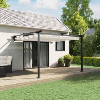 vidaXL Vidaxl - Gazebo mural Cr&egrave;me Acier