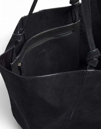 NA-KD Cabas en daim avec d&eacute;tail nou&eacute; - Noir