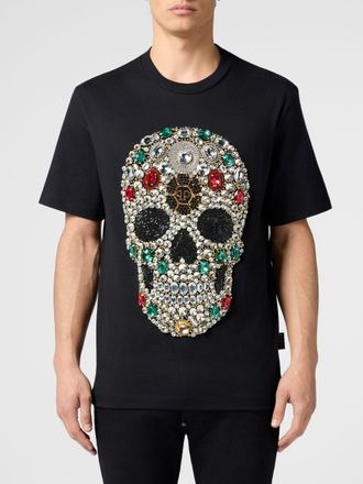 Philipp Plein Baumwoll-T-Shirt von mit Totenkopf-Print und Strass-Applikationen
