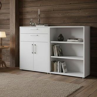 Dmora Kommode Josepha, Wohnzimmerbuffet, Wohnzimmer-Sideboard, Moderne K&uuml;chen-Speisekammer, 178x40 h113 cm, Wei&szlig;