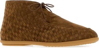 Bottega Veneta Intrecciato Woven Suede Boot - Brown