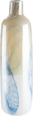 GILDE GLAS art Deko Vase - Blumenvase durchgefärbtes Glas - Maritime Dekoration - Geschenk für Frauen Geburtstag Weihnachten - Farbe: Blau Beige - Höhe 46 cm