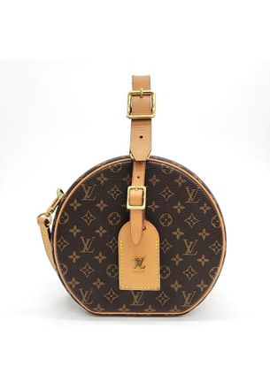 Louis Vuitton Gebrauchte Handtasche aus rundem beschichtetem Canvas mit verstellbarem Riemen und Etikett