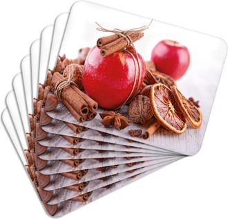 MG Design Set aus 8 Kork-Platzsets - Apple 1 - 30 x 40 cm - hitzebest&auml;ndig & abwischbar, mit Korkr&uuml;ckseite