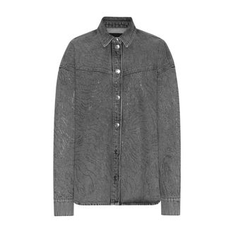 Rotate Rotate Birger Christensen, Femme, Blouses et Chemises, Gris, Taille: 42 FR Chemise en Denim Strass