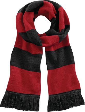 Beechfield Unisex Stadium Scarf Schal, Mehrfarbig (Black/Classic Red 00), One Size