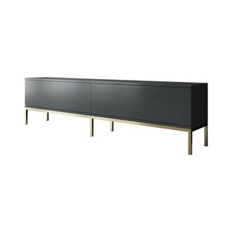Dmora Fernsehschrank Regulus, St&auml;nder f&uuml;r Wohnzimmerfernseher, Niedriges Wohnzimmer-Sideboard, TV-St&auml;nderbasis, 180x30h47 cm, Anthrazit und Gold