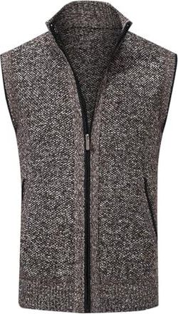 Generic Pull tricot&eacute; sans manches en laine avec fermeture &eacute;clair pour homme n36