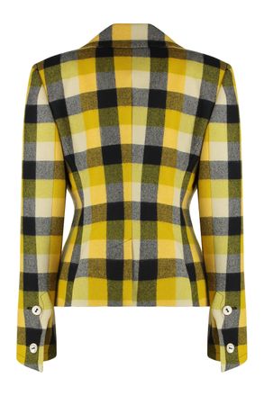 Vivienne Westwood Womens Georgia Wool Jacket With Check Pattern Yellow Blazers