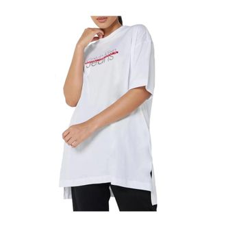Calvin Klein Disrupted Logo Oversized T-Shirt - - Tops - Damen - Wei&szlig; - L