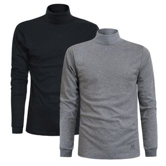 Sergio Tacchini Herren Rollkragen Pullover Turtleneck Warm, 2er Pack Mehrfarbig (Grau, Schwarz) XXL