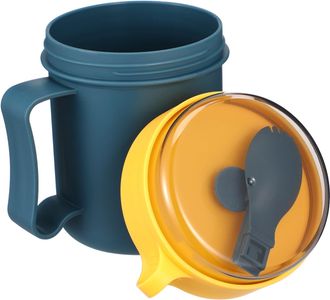 Cabilock Teilig Frühstücksbecher Mit Deckel Und Löffel Mikrowellengeeignet Pp-material Isolierend Tragbar Für Suppe Müsli Milch Für Schule Büro Reisen Geschenk