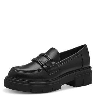Marco Tozzi Damen Loafer ohne Absatz Vegan mit Plateau, Schwarz (Black), 39 EU