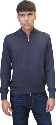 Barba Homme, Pulls, Bleu, Taille: XL Full Zip Cardigan