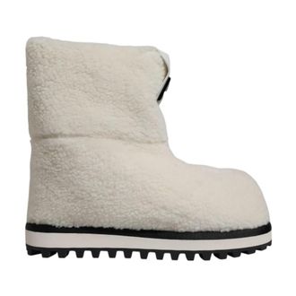 Dolce & Gabbana Wei&szlig;e Shearling Mid Calf Stiefel - - Shoes - Herren - Wei&szlig; - 44 EU