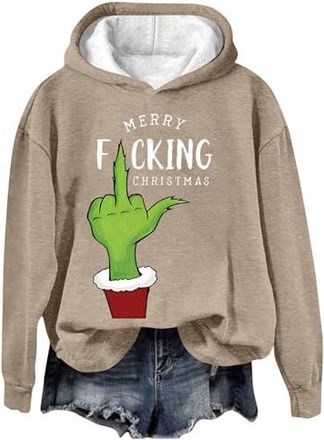 Generic Le Grinch Sweat A Capuche Femme Vetement Deguisement Sweet De Hiver Plaid Sweatshirts Moche Pull Oversize Femmes Pyjama Christmas Pulls Costume Vêteme