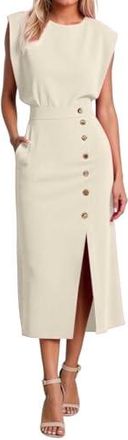 Generic 2026 Robe amincissante pour femme Style r&eacute;tro &agrave; volants, jaune clair, XXL