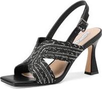Queen Helena ZM9691 ZM9691 Sandales à talons avec strass décontractées, Noir, 39 EU