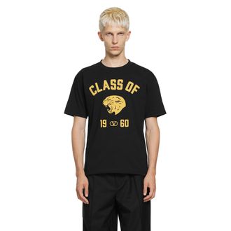 Valentino Cotton T-Shirt with Panther Print