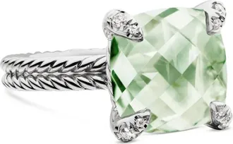 David Yurman bague Ch&acirc;telaine en argent sterling sertie de diamants - Vert