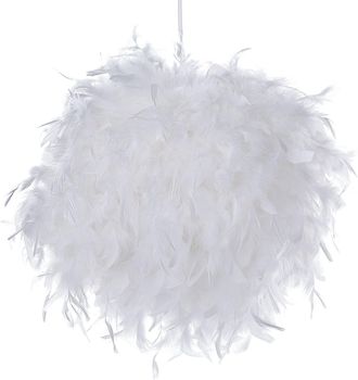 Beliani Retro Pendelleuchte Deckenleuchte mit echten Federn weiß Drava