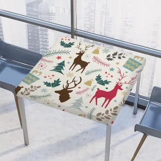 TropicalLife Nappe carrée à motif de renne de neige avec bord élastique en polyester imperméable pour intérieur ou extérieur, décoration de fête, terrasse, 86,4 x 