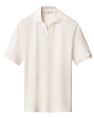 Eton Strick-Poloshirt mit Variokragen und Waffelstruktur in