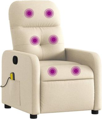 vidaXL Massage-Relaxsessel, cremefarbener Stoff vidaXL