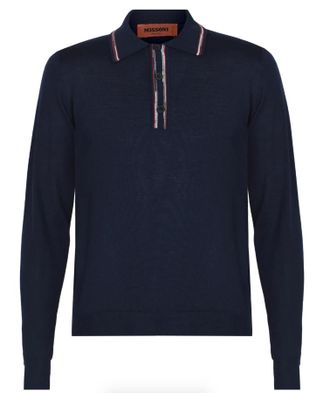 Missoni Mens Blue Long Sleeve Knit Top Size L