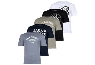Jack & Jones T-Shirt Herren T-Shirt 5er Pack Baumwolle (Packung, 5er Pack)