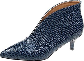 Generic Bottines pour femme en cuir verni &agrave; motif fendu &agrave; enfiler Bout pointu r&eacute;tro Talon bas respirant L&eacute;ger Bottes confortables &agrave; talon &eacute;pais &agrave; enfiler, Z01