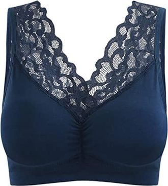 Generic 2026 Soutien-gorge pour femme en dentelle sexy style fin sans c&ocirc;tes, bleu, XXL