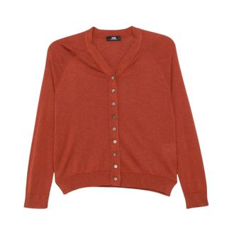 Alpha Studio Feinstrick-Cardigan mit V-Ausschnitt - - Knitwear - Damen - Braun - M