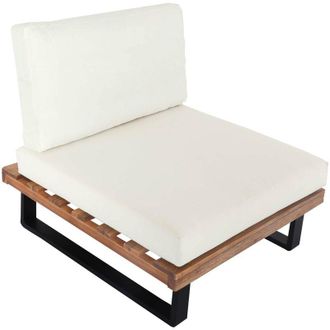 Hhg Lounge-Sessel HHG 469, Garten-Sessel, Spun Poly Akazie Holz MVG-zertifiziert Aluminium hellbraun, Polster cremewei&szlig;