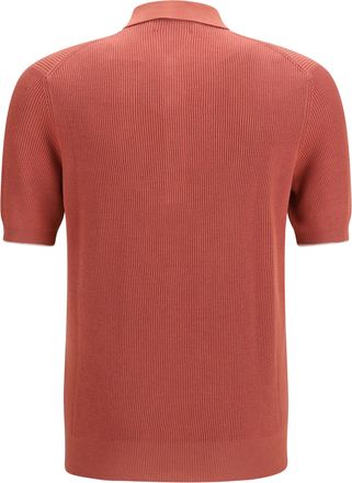 Brunello Cucinelli Ribbed Cotton Polo - Orange
