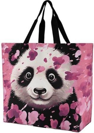 Generic Coton Panda Roses Sac &Agrave; Bandouli&egrave;re R&eacute;utilisable Sacs De Courses D&eacute;contract&eacute; Sac Cabas Pour Shopping Gym Universit&eacute;