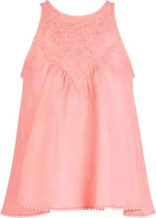 Twinset Femme, Blouses et Chemises, Rose, Taille: 40 FR Top sans Manches Brod&eacute;