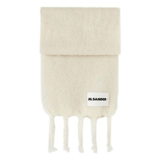Jil Sander Femme, Accessoires, Blanc, Taille: ONE Size &Eacute;charpe grosse maille avec logo