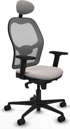Piqueras y Crespo Chorquera Computerstuhl mit 2D-Armen, h&ouml;henverstellbarer Lendenwirbelst&uuml;tze und festem Kopfteil, ausgestattet mit 5 Positionen, Grau/Wei&szlig;