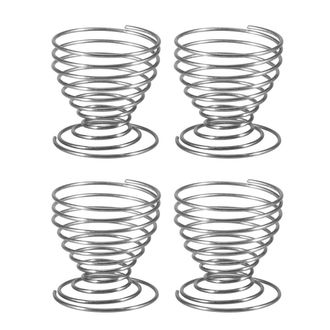 Hemoton 4 St&uuml;cke Edelstahl Eierbecher Mini Spring Wire Eierablage Eierhalter Gekochtes Ei Stand Lagerung