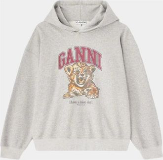 Ganni Femme, Sweatshirts et sweats &agrave; capuche, Gris, Taille: 36 FR Tiger Sweat &agrave; capuche