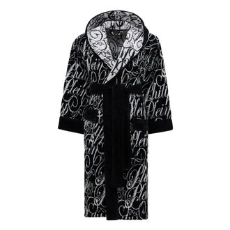 Philipp Plein unisex, V&ecirc;tements de nuit et de d&eacute;tente, Noir, Taille: S/M Peignoir de bain &agrave; capuche Signature