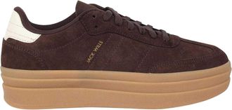 Jack Wills Newbury Sneaker f&uuml;r Damen, Wildleder, Plattform-Absatz (Braun/Wei&szlig;/Gummi Rosa)